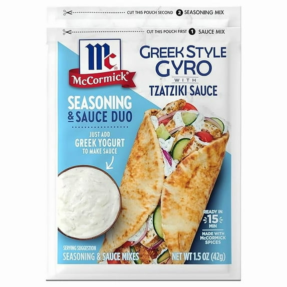 1x McCormick Greek Style Gyro Seasoning with Tzatziki Sauce Mix, 1.5 oz ...