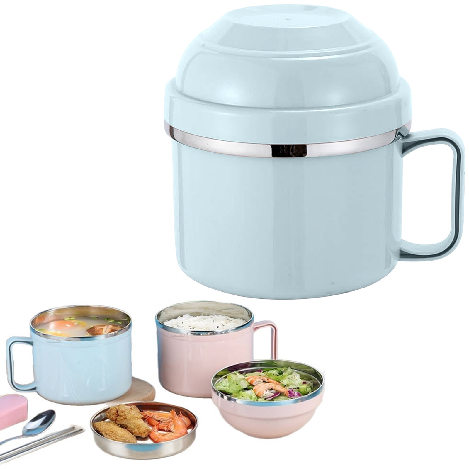 1x Stainless Steel Salad Bowl with Lid,Meal Prep Container,Compact Soup ...