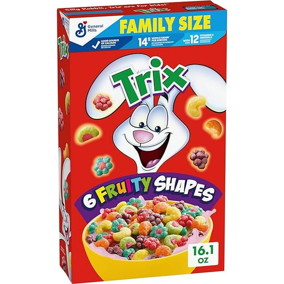 1x Trix Fruity Breakfast Cereal, 6 Fruity Shapes, Whole Grain, Family ...