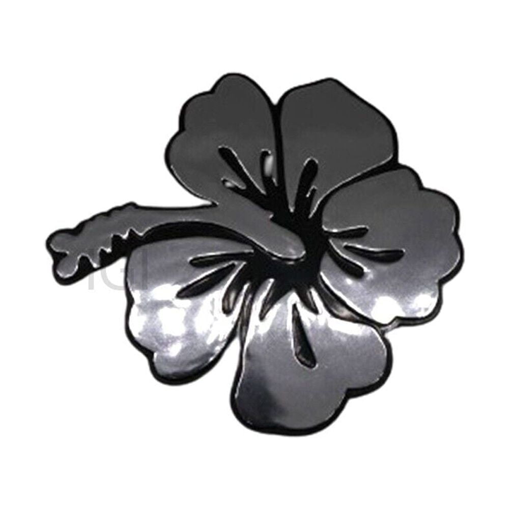 1x Universal Emblem Badge Decal Sticker ABS Chrome Hibiscus Flower 3-3/ ...