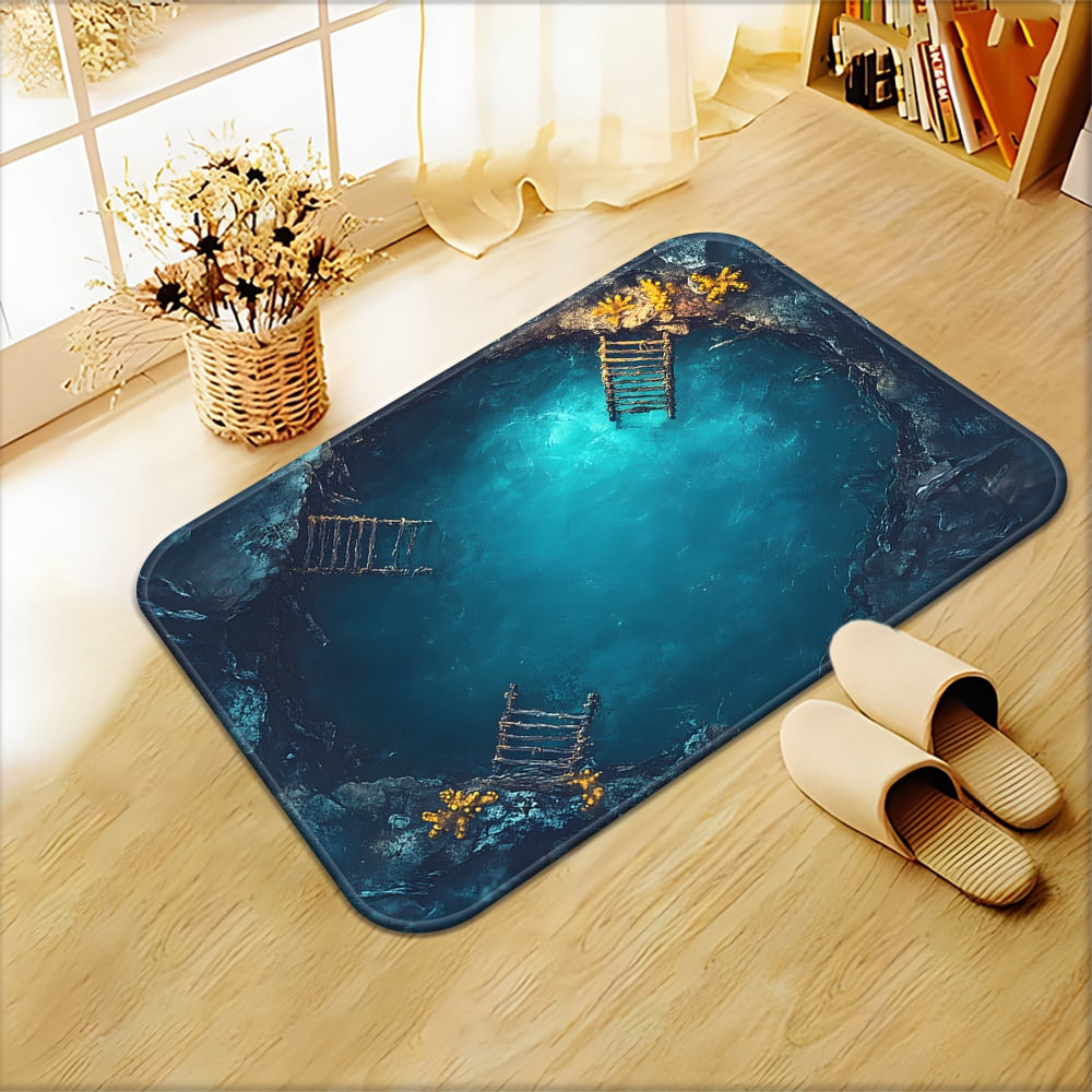 1x "Visual Trap" Series Floor Mat — "Well" Print Design. Non-slip bath ...