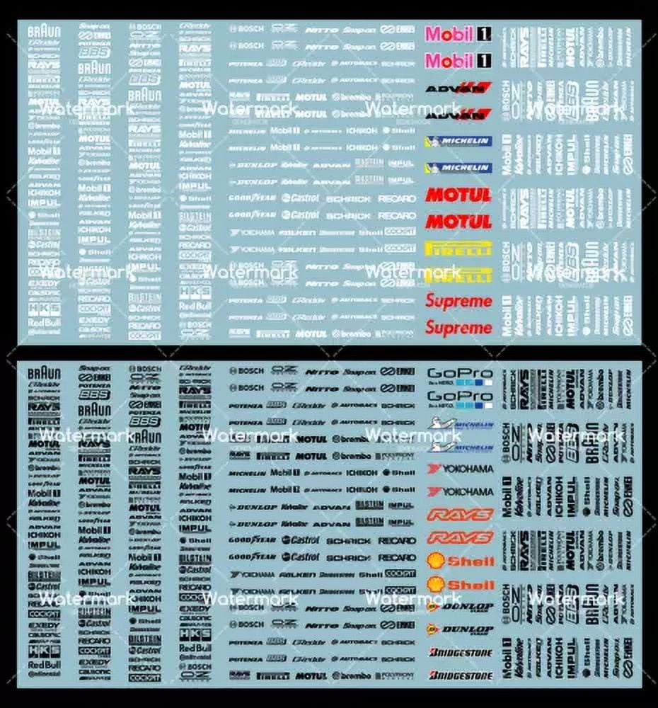 1x Waterslide Decals LOGO Sponsor White Toner Custom All 1/64 Scale ...