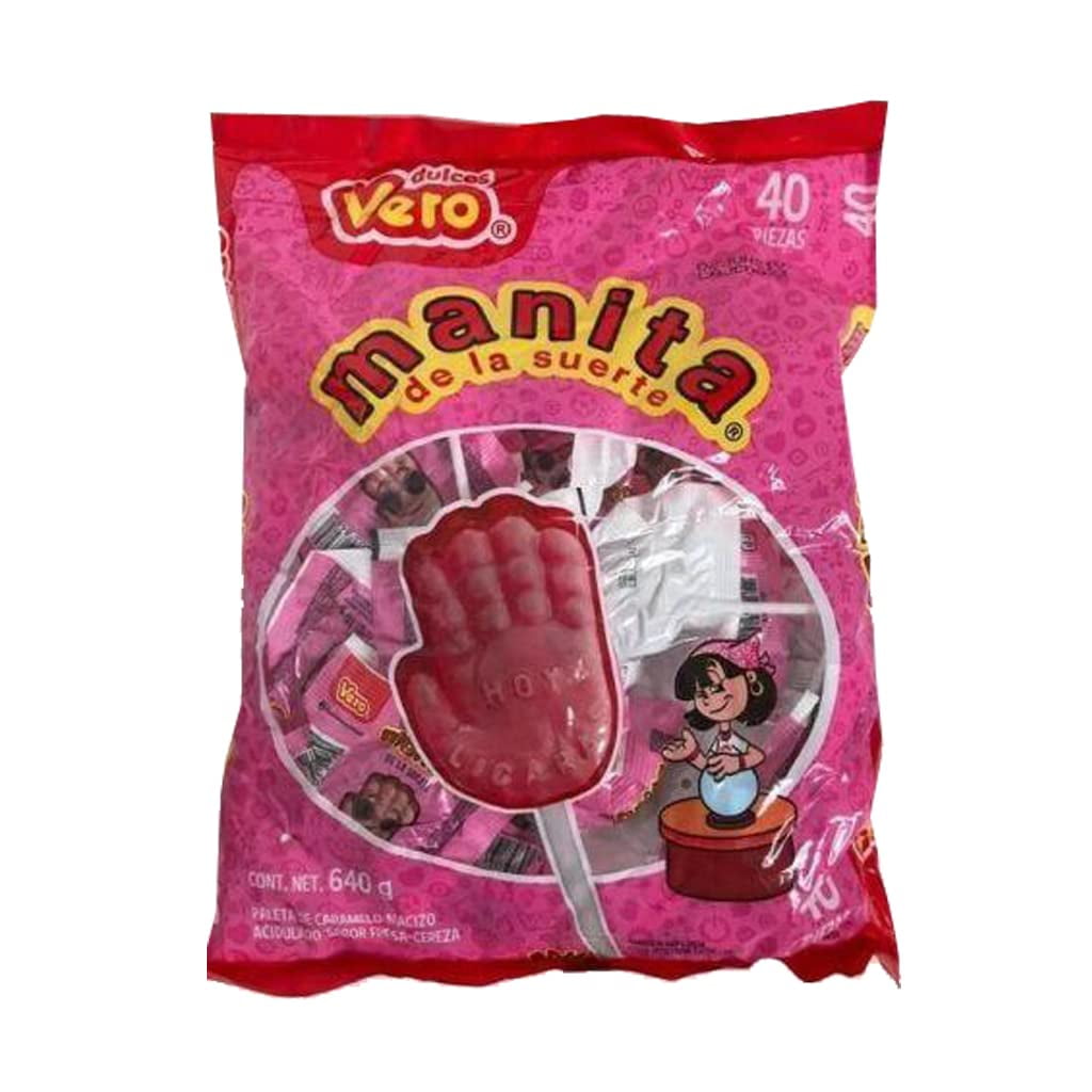 1x bag of 40 pcs Manita Paletas Sabor Fresa Mexican Favorite Lollipops ...