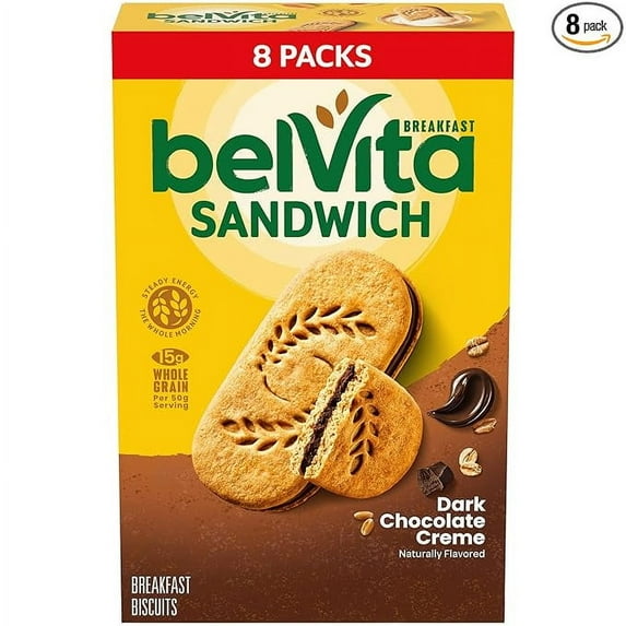 1x belVita Breakfast Sandwich Dark Chocolate Creme Breakfast Biscuits ...