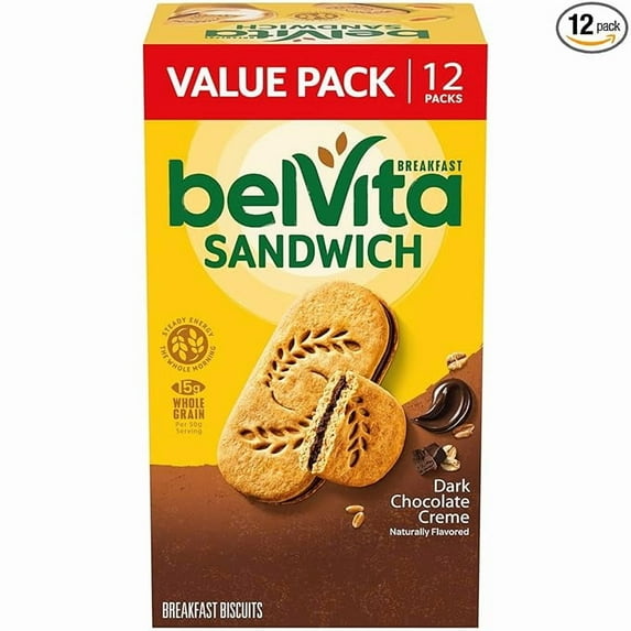 1x belVita Breakfast Sandwich Dark Chocolate Creme Breakfast Biscuits ...