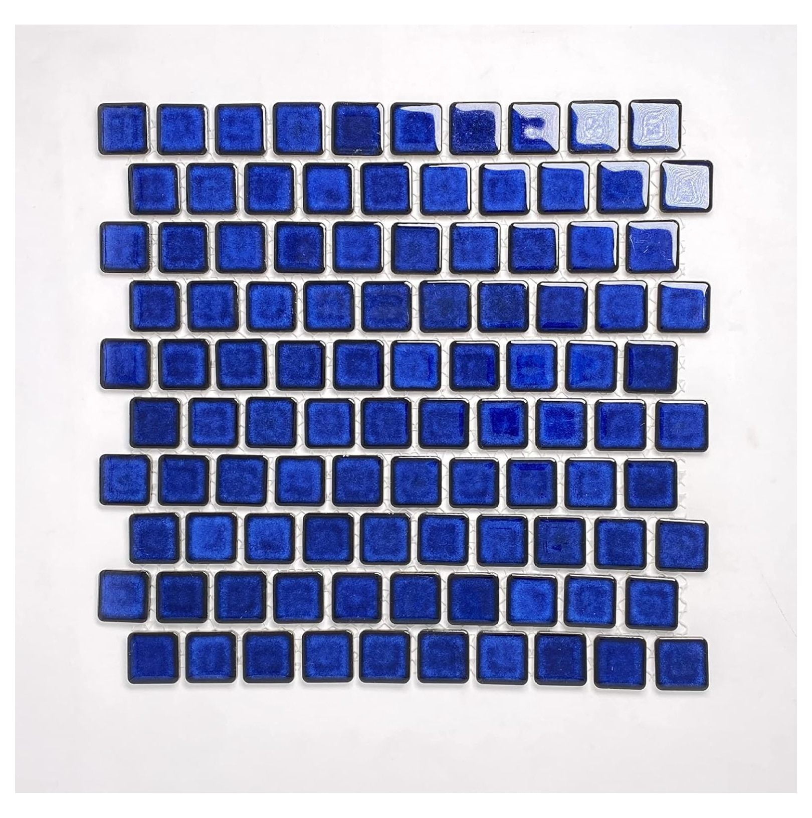 1x1 Cobalt Blue Square (Exact Size 1-1/8 in.) Brick Porcelain Mosaic ...