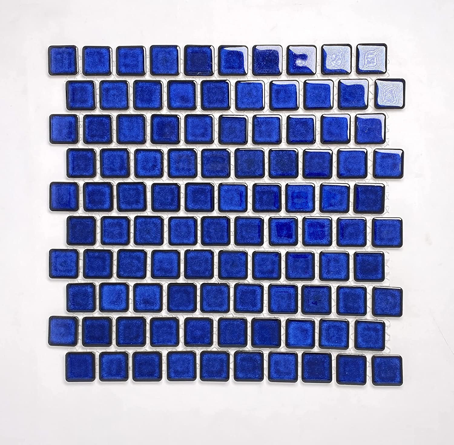 1x1 Cobalt Blue Square (Exact Size 1-1/8 in.) Brick Porcelain Mosaic ...