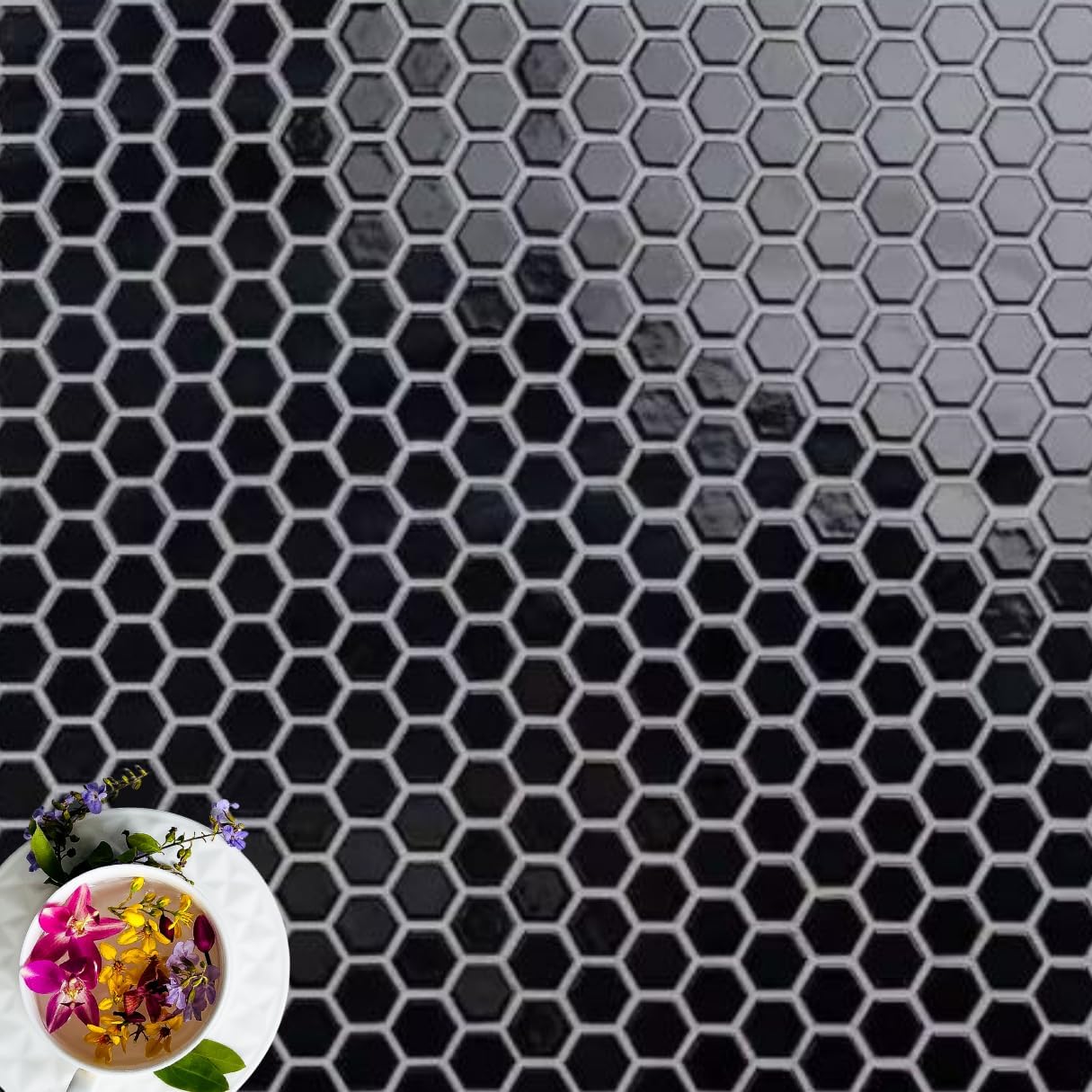 1x1 Porcelain Mosaic Shiny Finish Floor Wall Tile Backsplash Glossy 1 ...