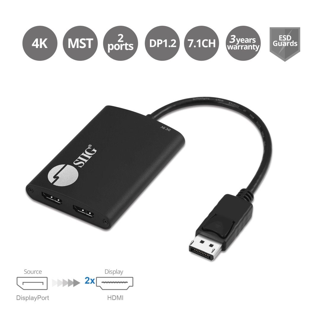 1x2 DP 1.2 to HDMI MST Splitter - Walmart Business Supplies