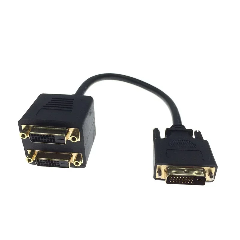 1x2 DVI Splitter Adapter Cable 1-DVI Male To DVI24+1 Female 24K Gold ...