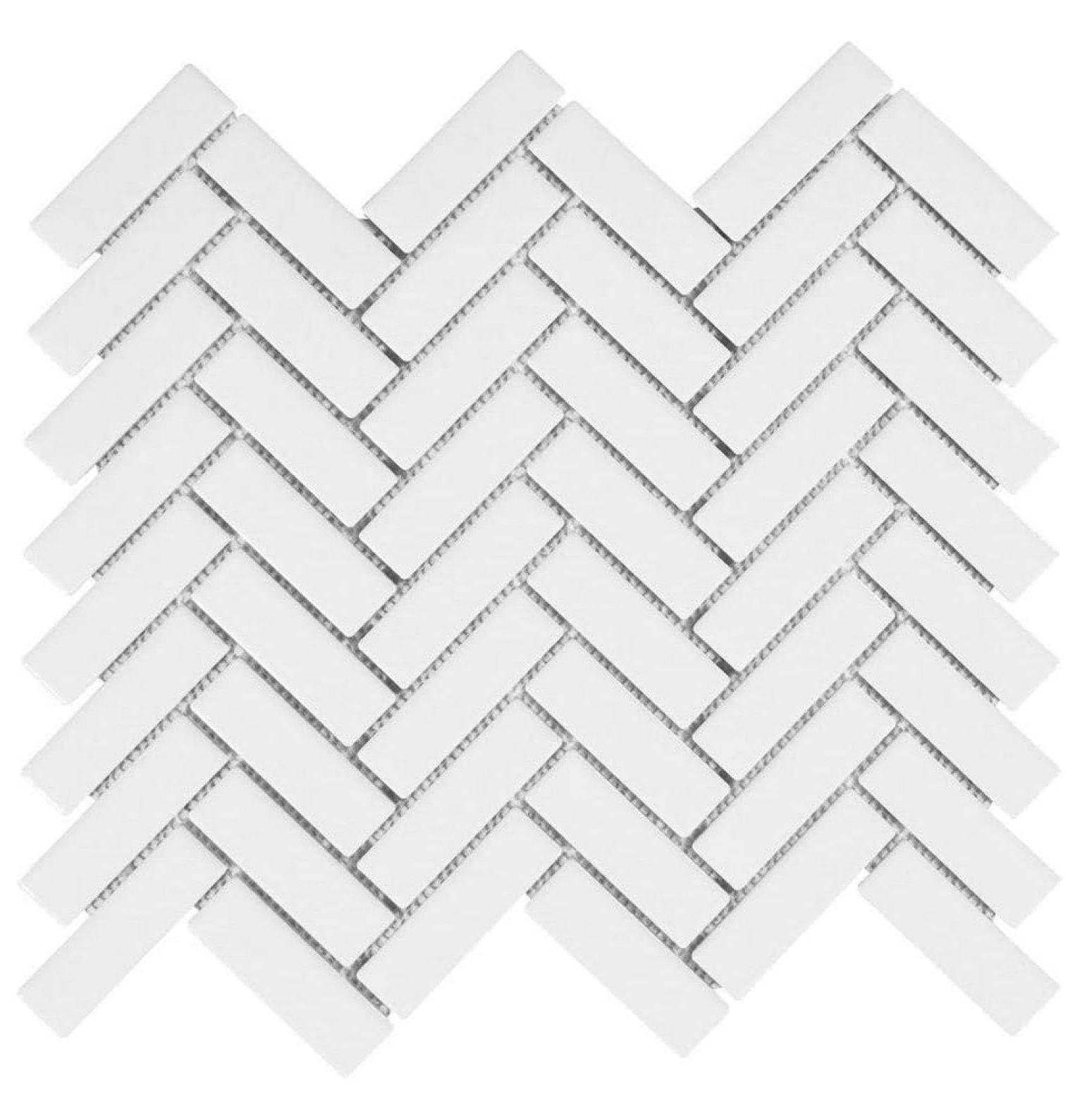 1x3 High Gloss Polished Finish White Herringbone Porcelain Mosaic Tile ...