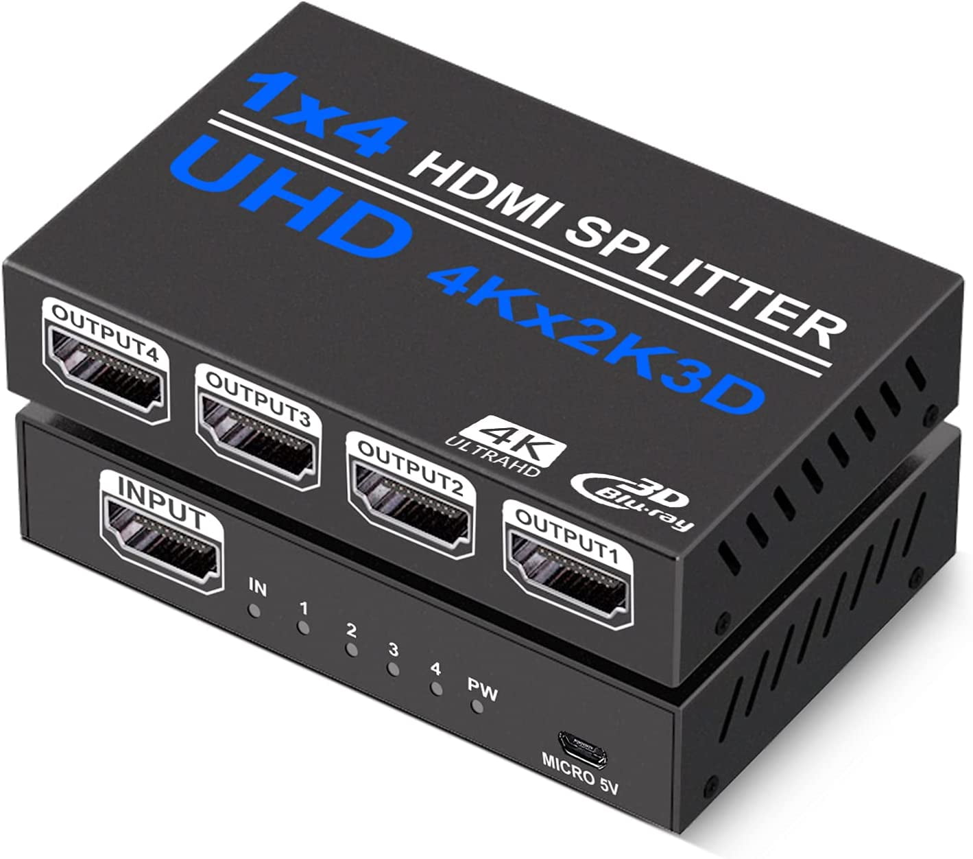 1x4 HDMI Splitter,AUBEAMTO 1 in 4 Out HDMI Splitter Audio Video ...