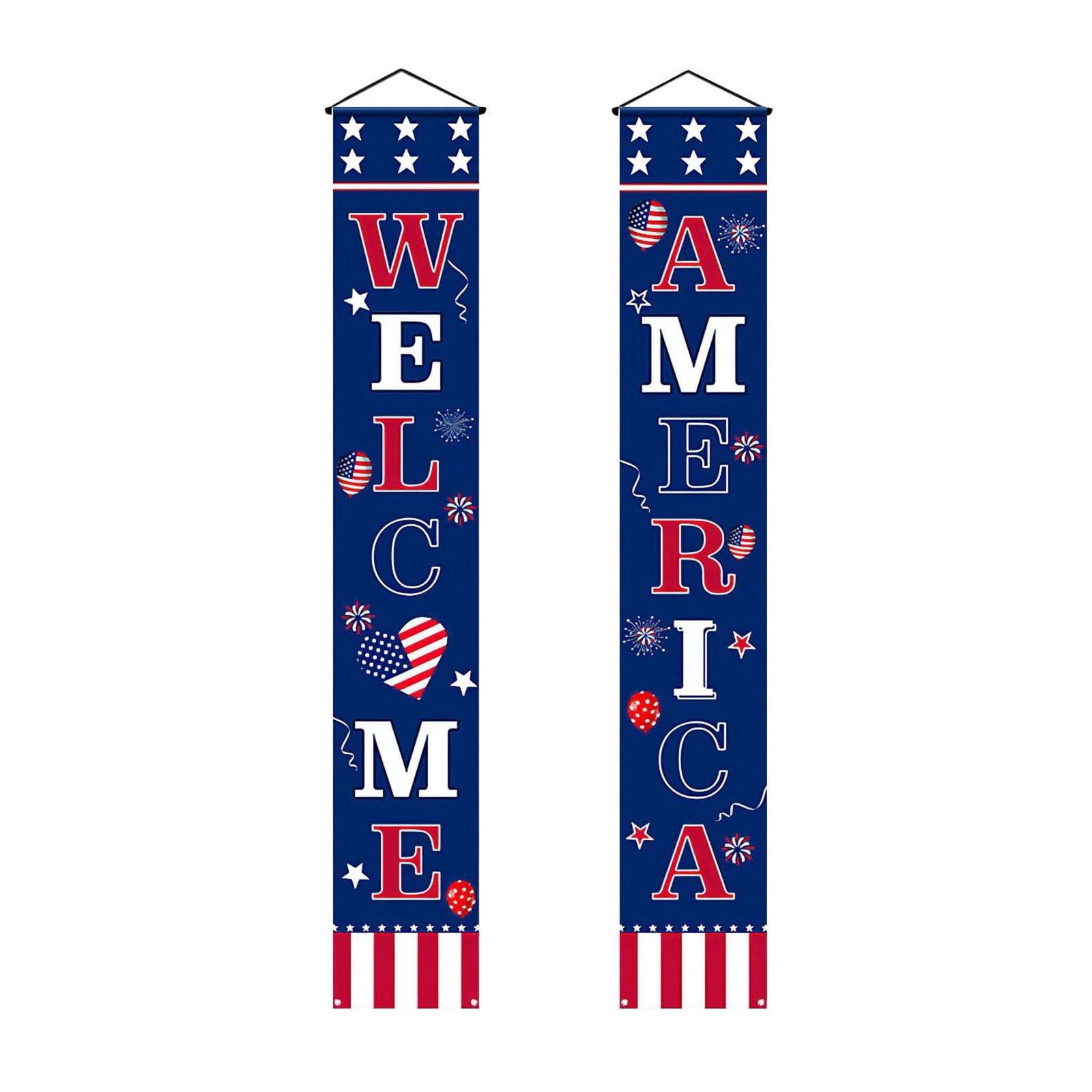 1x6ft Patriotic Hanging Flag, 2pcs Single-Sided US Banner with Star ...