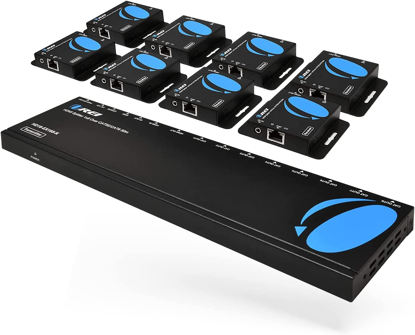 1x8 HDMI Extender Splitter Over CAT6/7 Upto 165 Ft- Loop-Out, IR ...