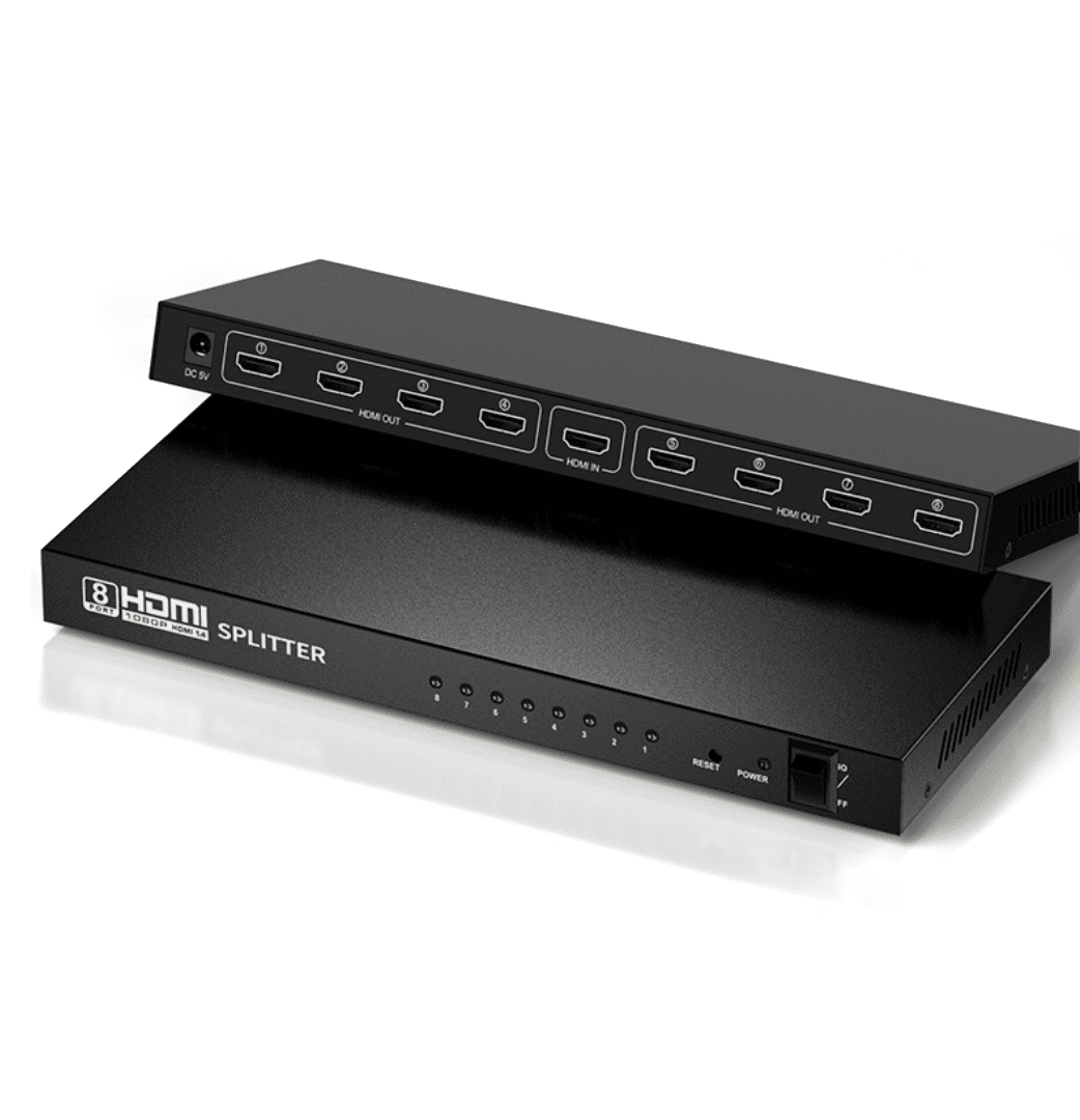 1x8 HDMI Splitter, 1 in 8 Out HDMI Splitter Audio Video Distributor Box ...