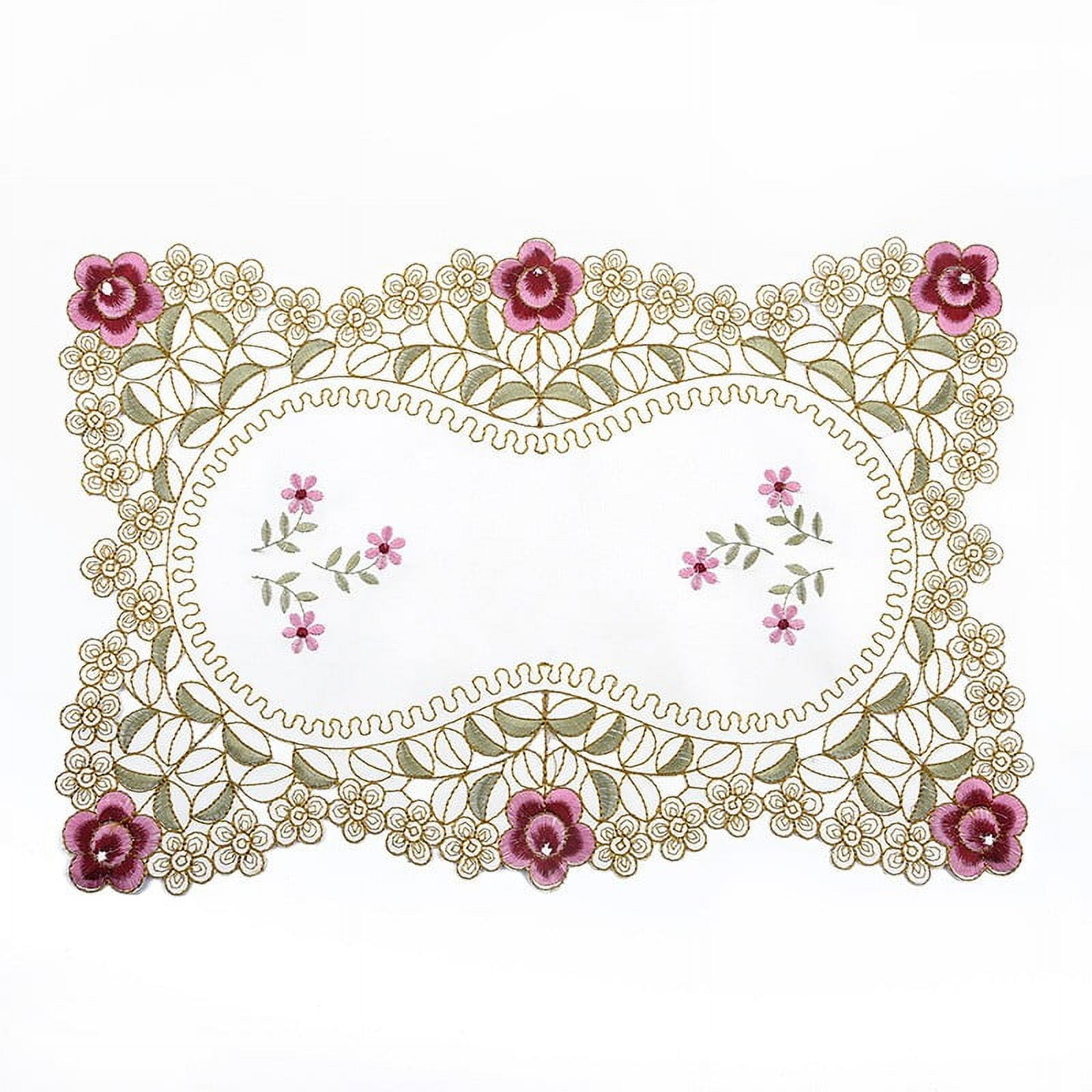 1xRunner New Table Embroidered Floral Soft Gauze Cutwork Lace Party ...