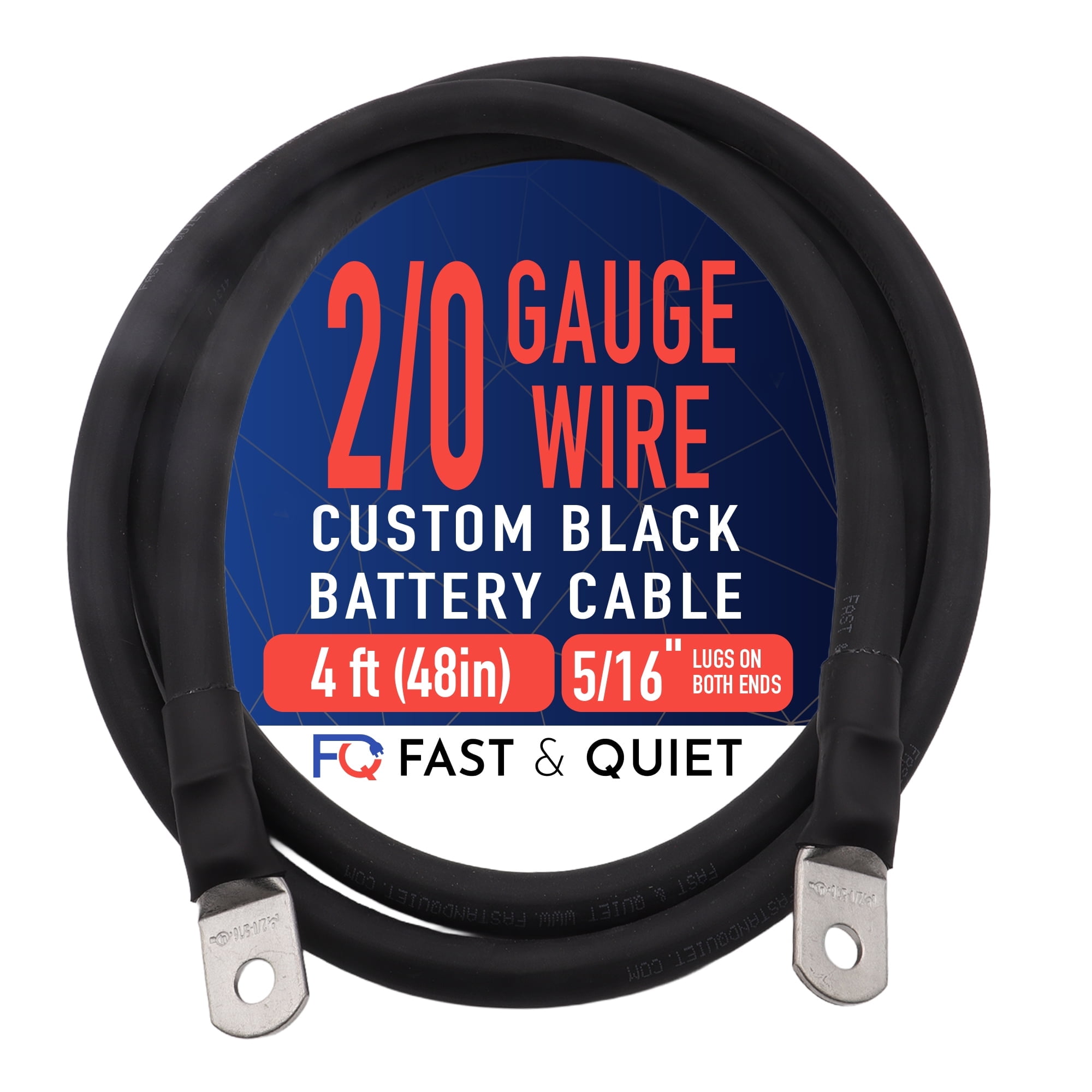 2/0 AWG Battery Cable with Terminals, Pure Copper Wire and Tin-Plated ...