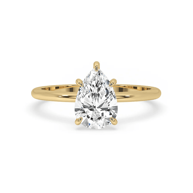 2.0 CT Pear Cut Diamond Solitaire Engagement Ring Solitaire Ring Yellow ...