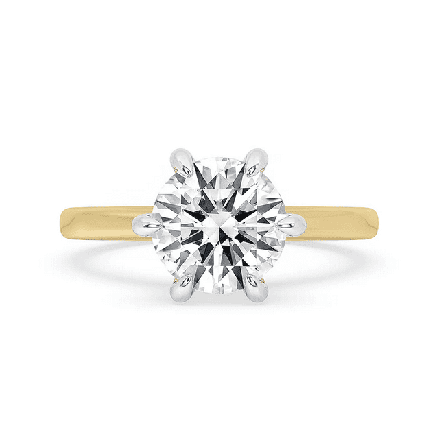 2.0 CT Two Tone Round Diamond Solitaire Engagement Ring Solitaire Ring ...