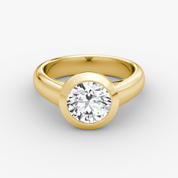 2.0 CTW Round Cut Lab Grown Diamond Bezel Set Solitaire Ring Wide Band ...