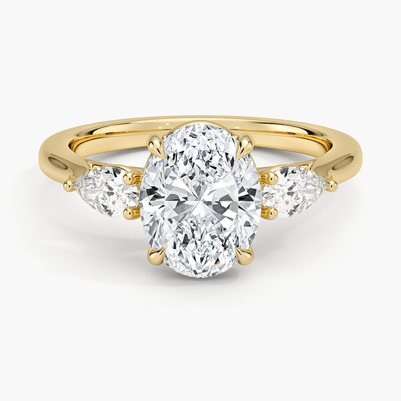 2.0 Carat Oval Cut Three Stone Lab Grown Diamond Engagement Ring Three ...