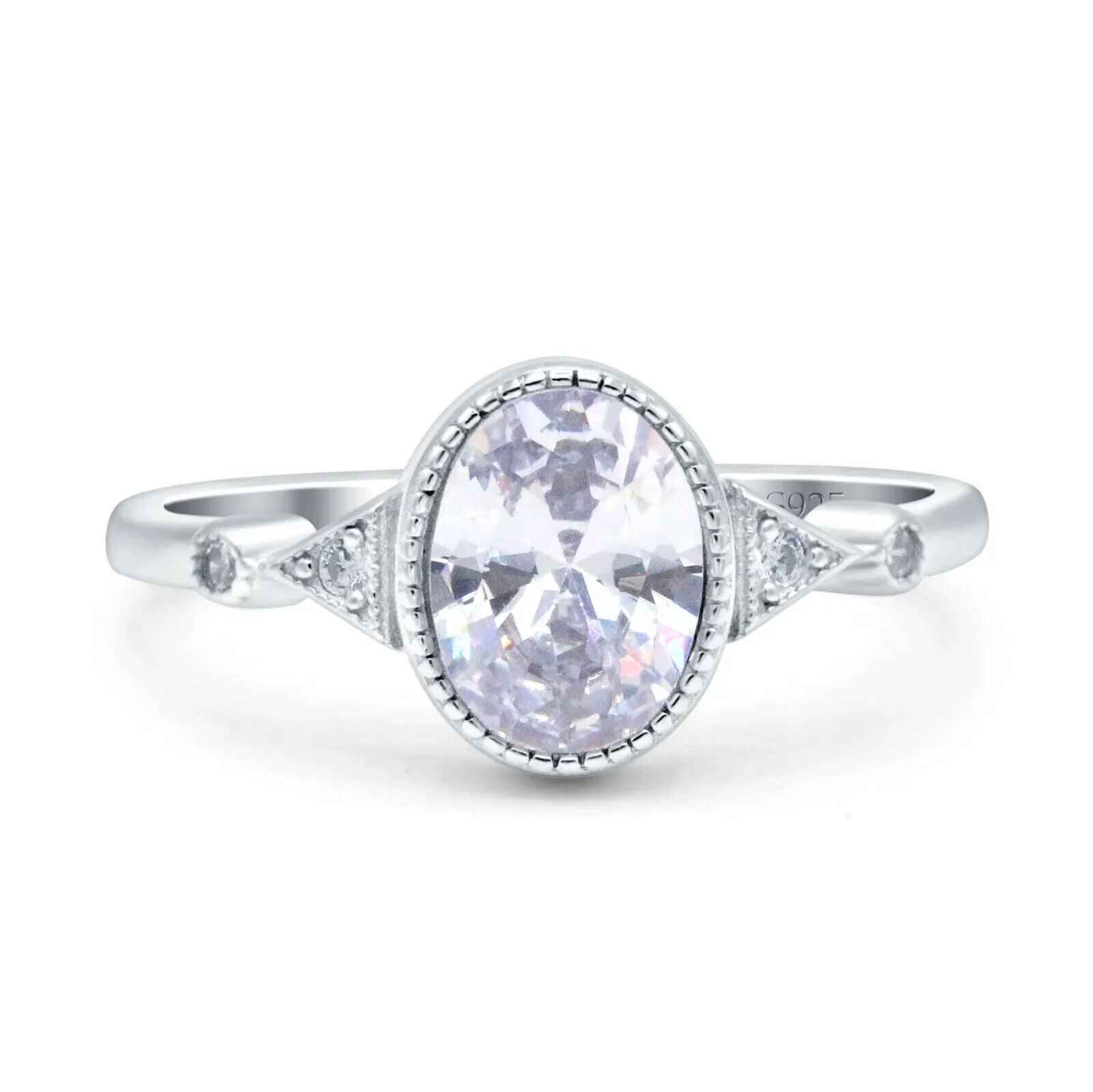 2.0 Ct Oval Cut Simulated Diamond Ring, Five Stone Diamond Engagement ...