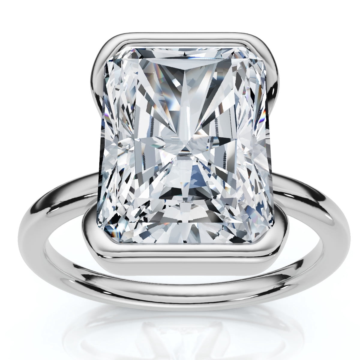 2.0 Ct Radiant Cut Simulated Diamond Ring, Solitaire Diamond Engagement ...