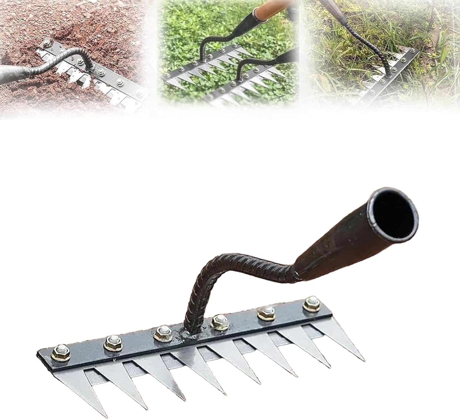 2.0 Gardinea Heavy Duty Iron Weeding Rake, 5/6/7/8 Teeth Iron Rake ...