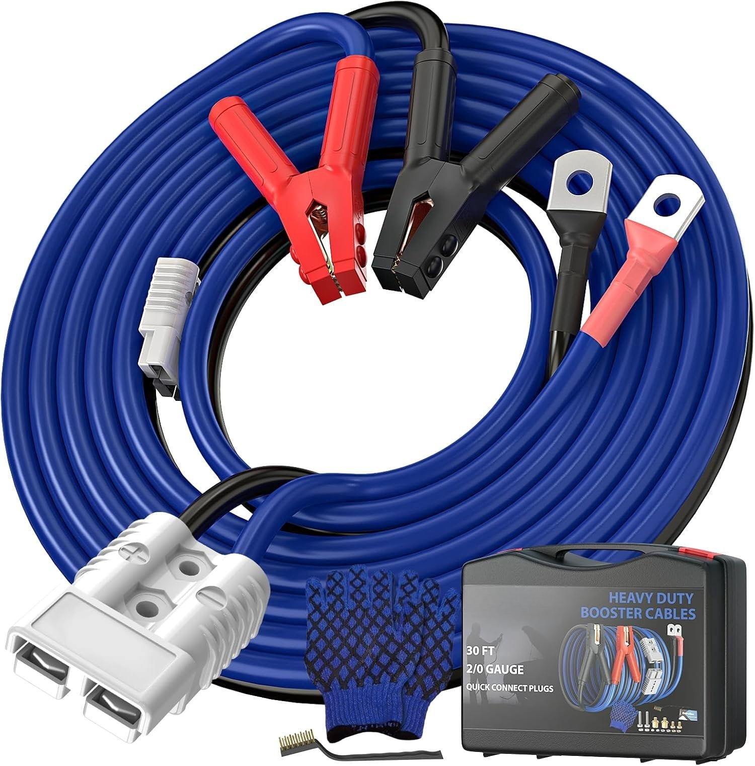 2/0 Gauge 30 FT Jumper Cables, 1500Amp Quick Connect Booster Cables for ...