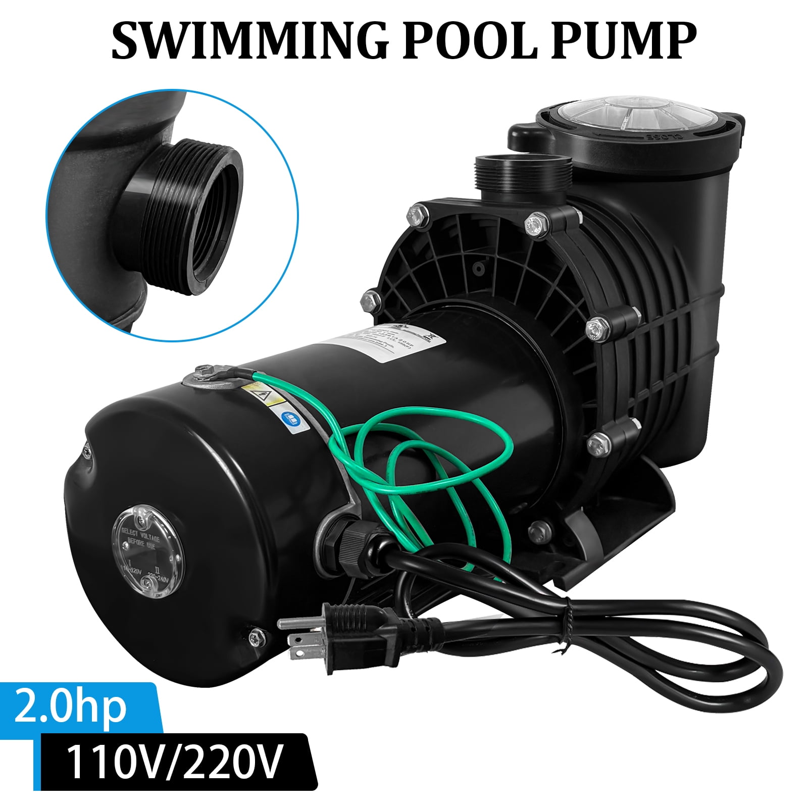 2.0 HP 6800 GPH Self-Priming Pool Pump, Dual Voltage 115V/230V - For ...