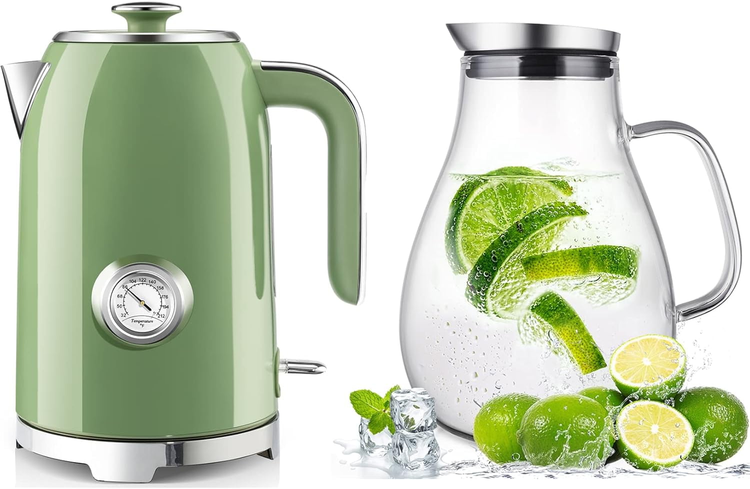 2.0 Liter 68 ounces glass pitcher with lid for homemade beverage and ...