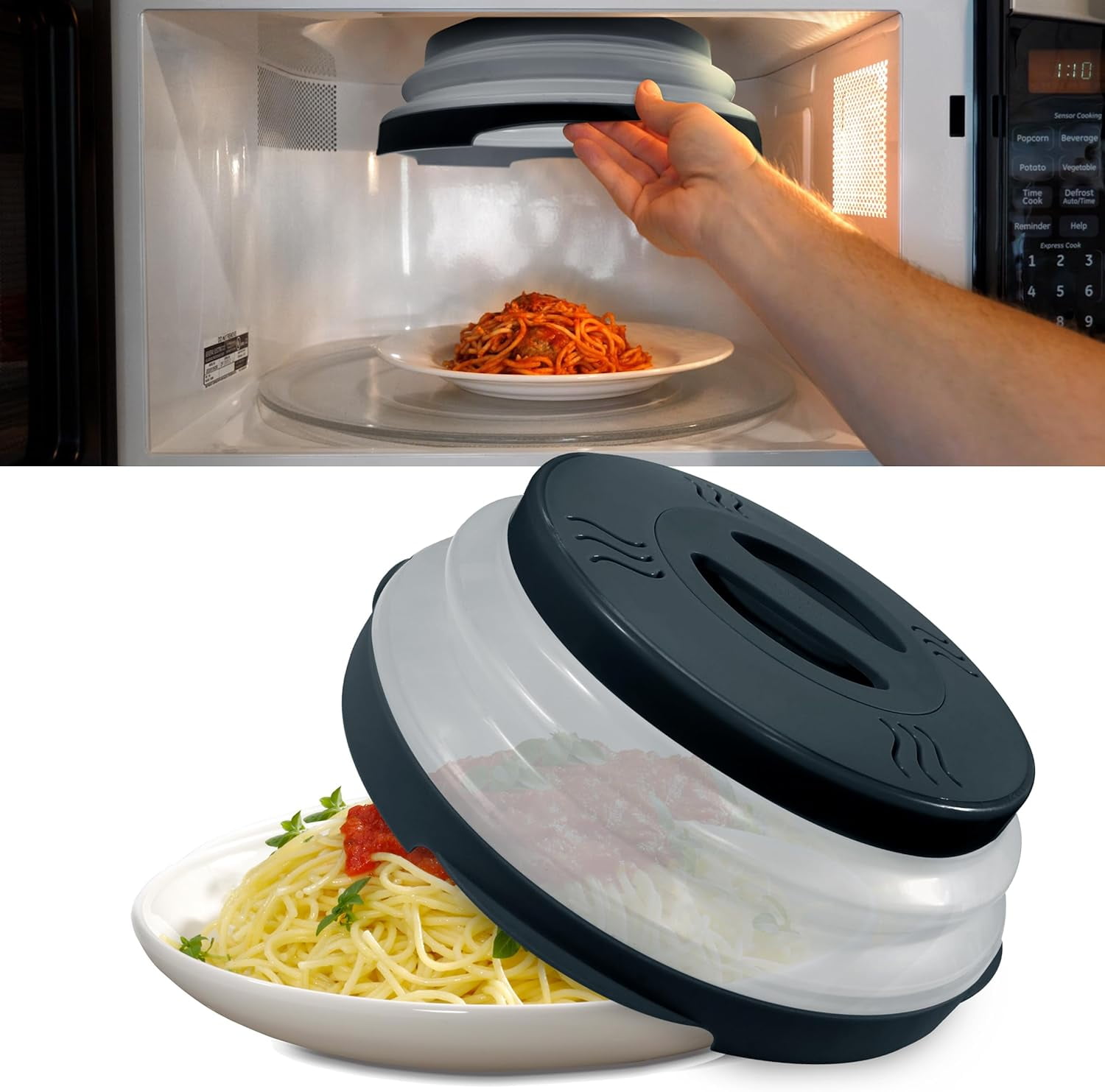 2.0 Magnetic Microwave Splatter Cover, Collapsible 12-Inch BPA-Free ...