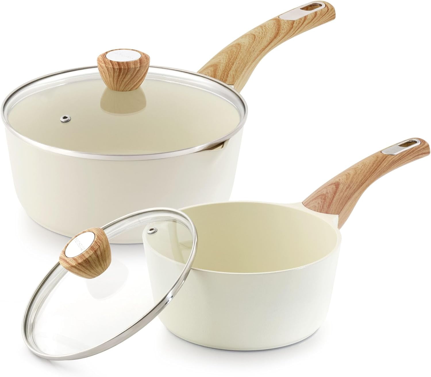 Quart Ceramic Sauce Pan Sets with Lid, Cooking Pots Set, Nonstick ...