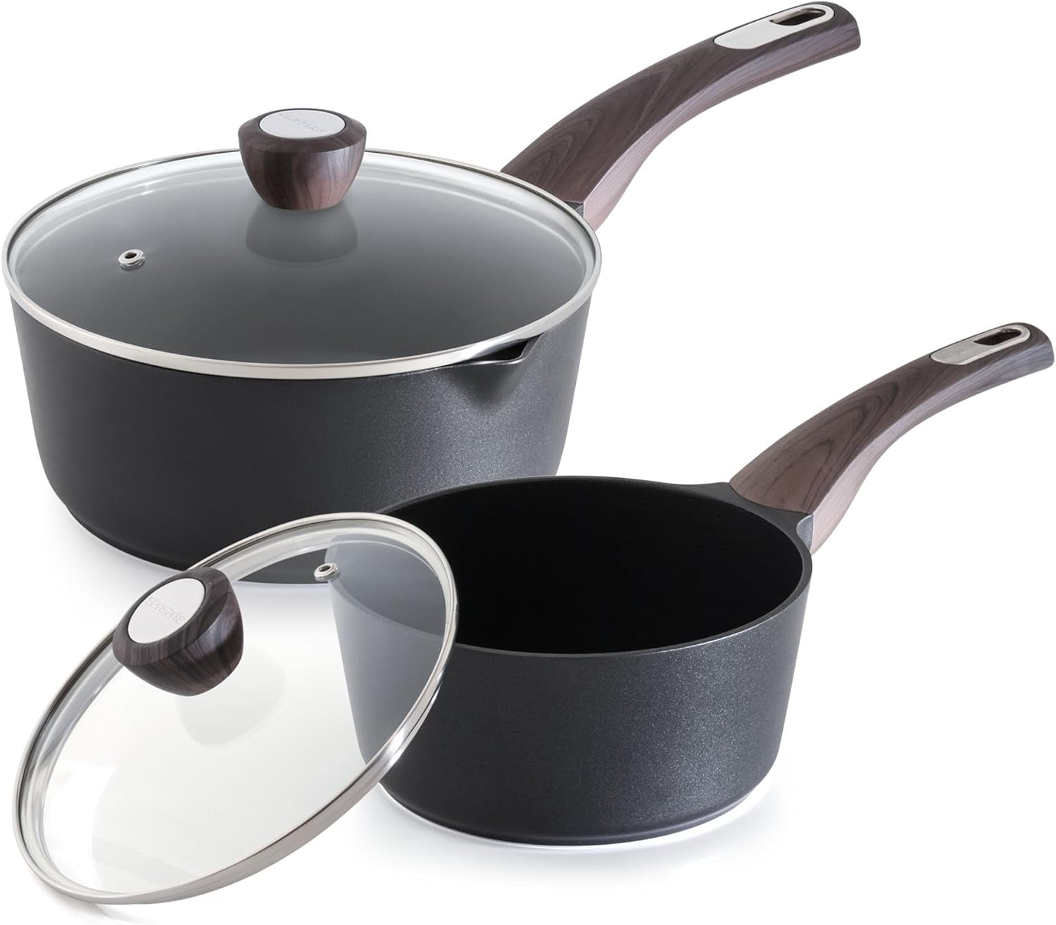 Quart Ceramic Sauce Pan Sets with Lid, Cooking Pots Set, Nonstick ...