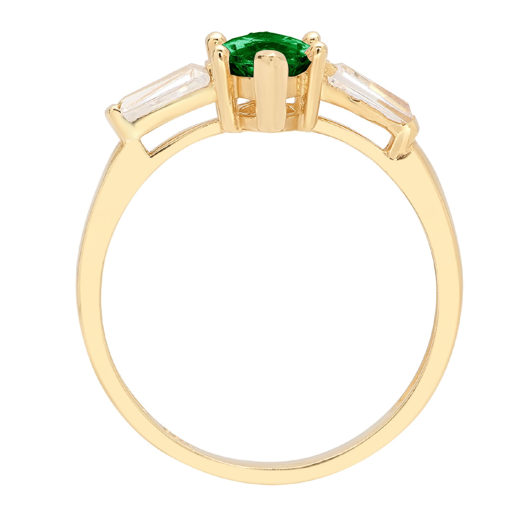 2 Ct Marquise Cut Emerald Three-Stone Ring in Solid 18K Yellow Gold Size 7.75 - Walmart.com