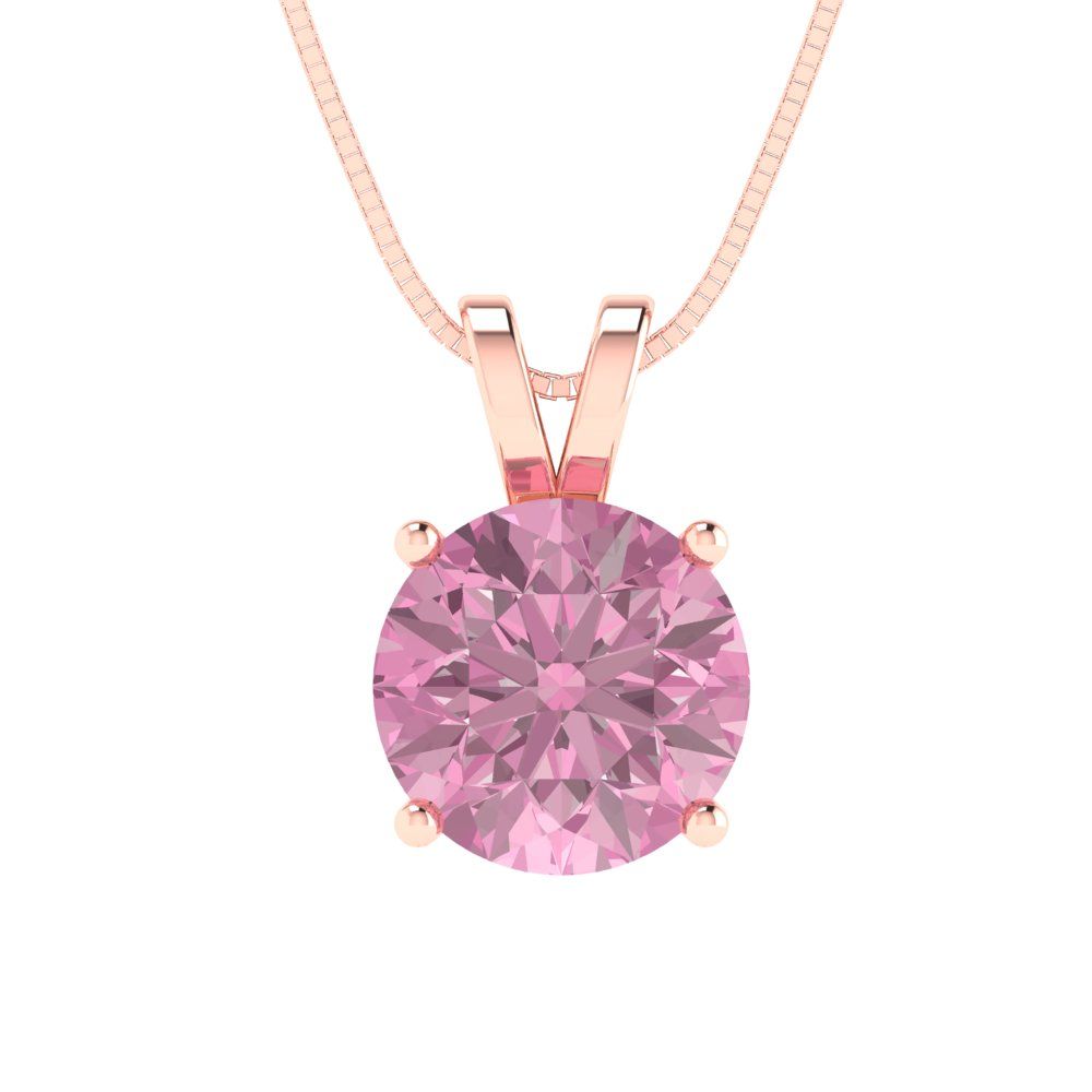 2.0 ct round cut pink Crystal 14k pink rose hypoallergenic Solid gold ...