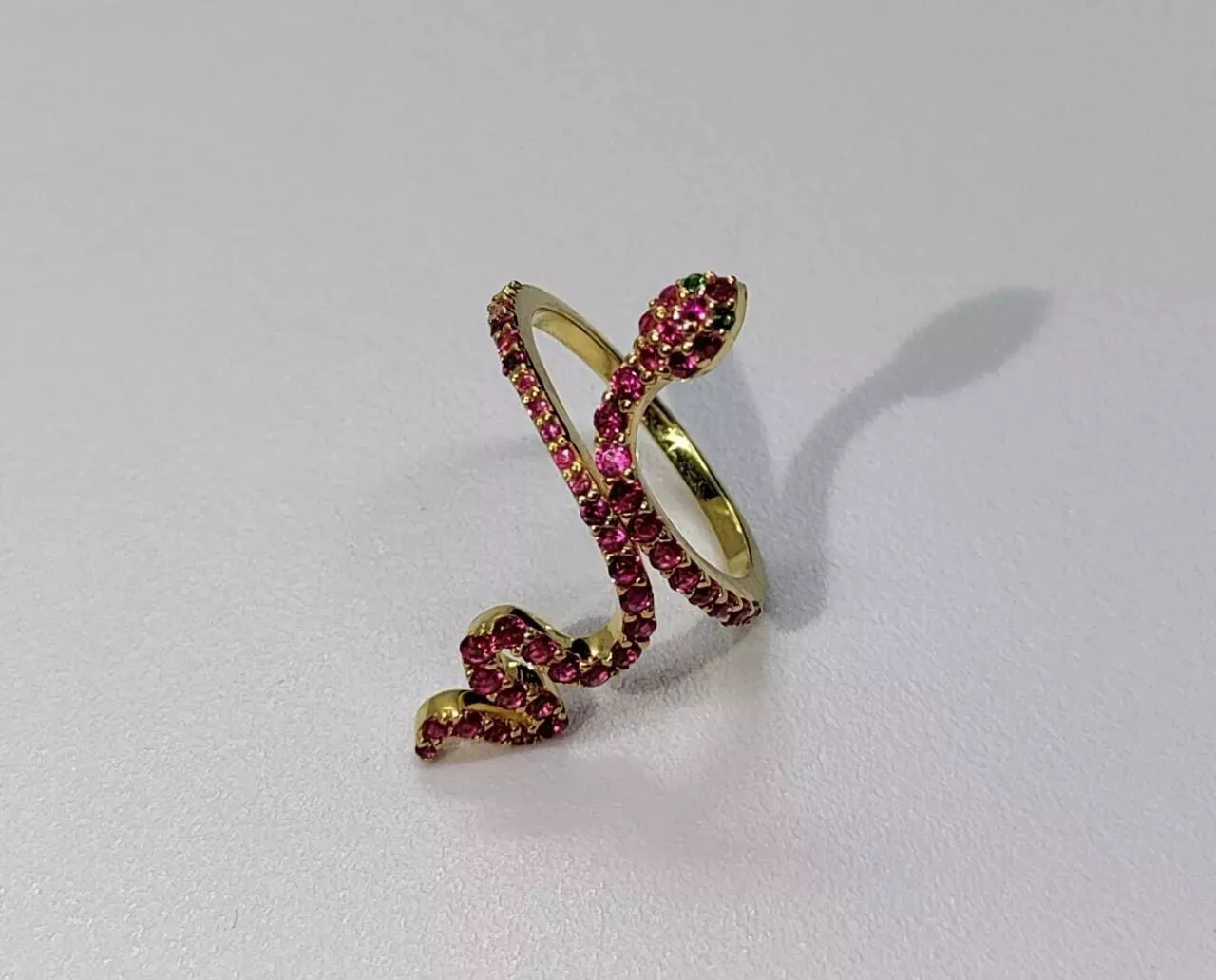 2.00 CT Round Cut Simulated Red Ruby Unique Fancy Snake Style Women's ...