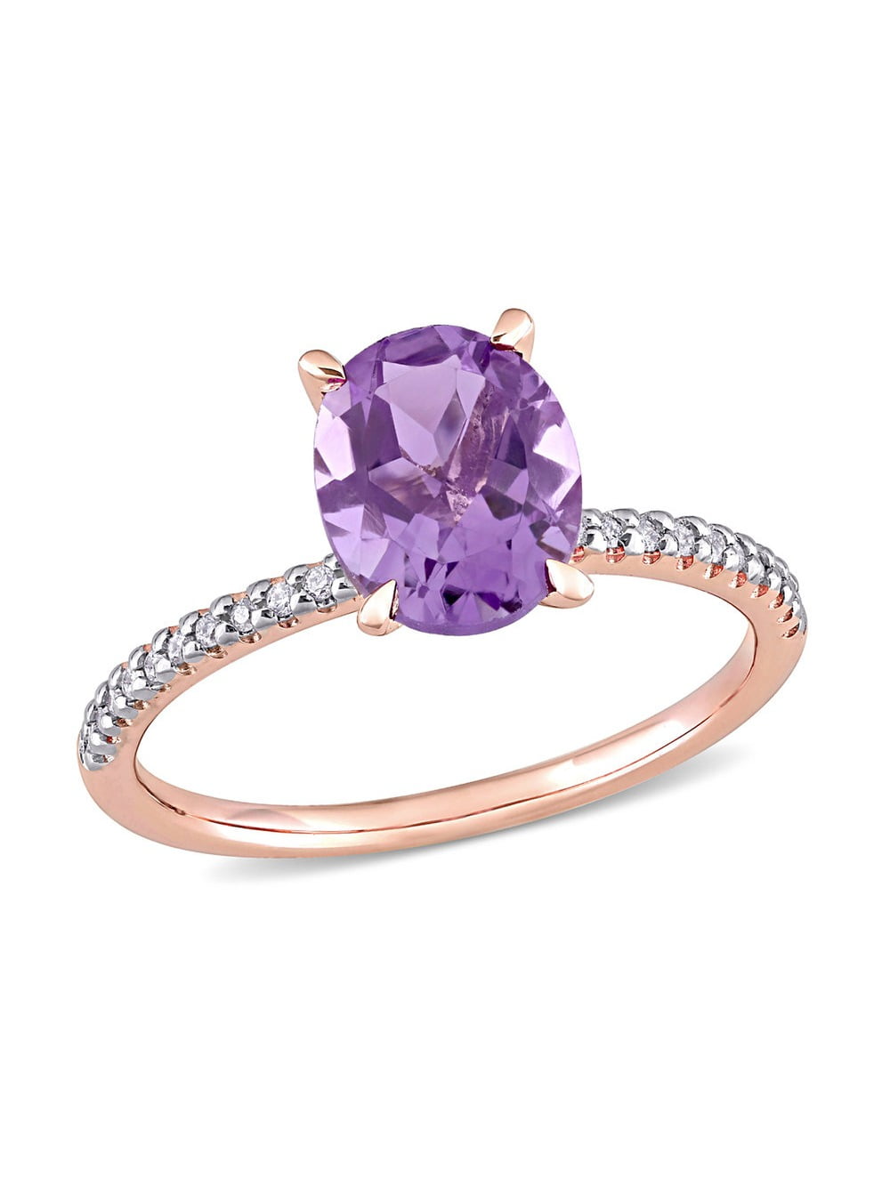 2.00 Carat (Ctw) Oval Amethyst Ring in 14K Rose Pink Gold - Walmart.com