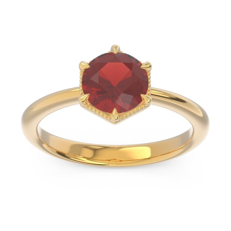 2.00 Carat Round Cut Garnet Gemstone Unique Solitaire Bridal Ring for ...