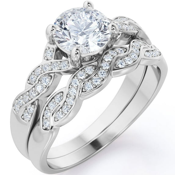 2.00 Carat Round Cut Simulated Diamond Wedding Set - Bridal Set ...