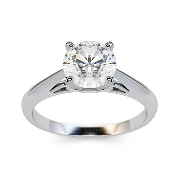 AFFY 1 1/5 Carat Round Cut White Natural Diamond Three Stone Bar Set ...