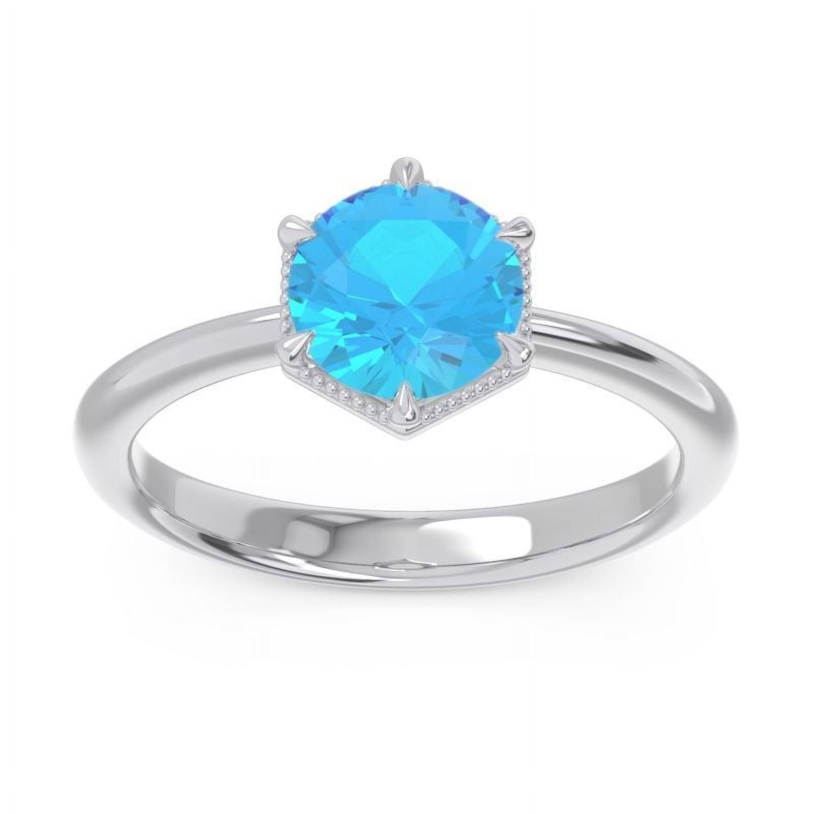2.00 Carat Stunning Round Cut Blue Topaz Gemstone Solitaire Ring for ...