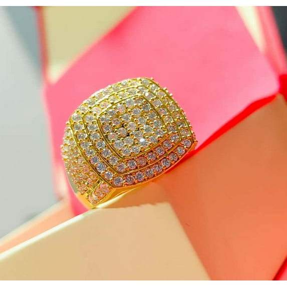 2.00 Ct 14K Gold Plated Sterling Silver Round Lab Diamond Men's Halo ...