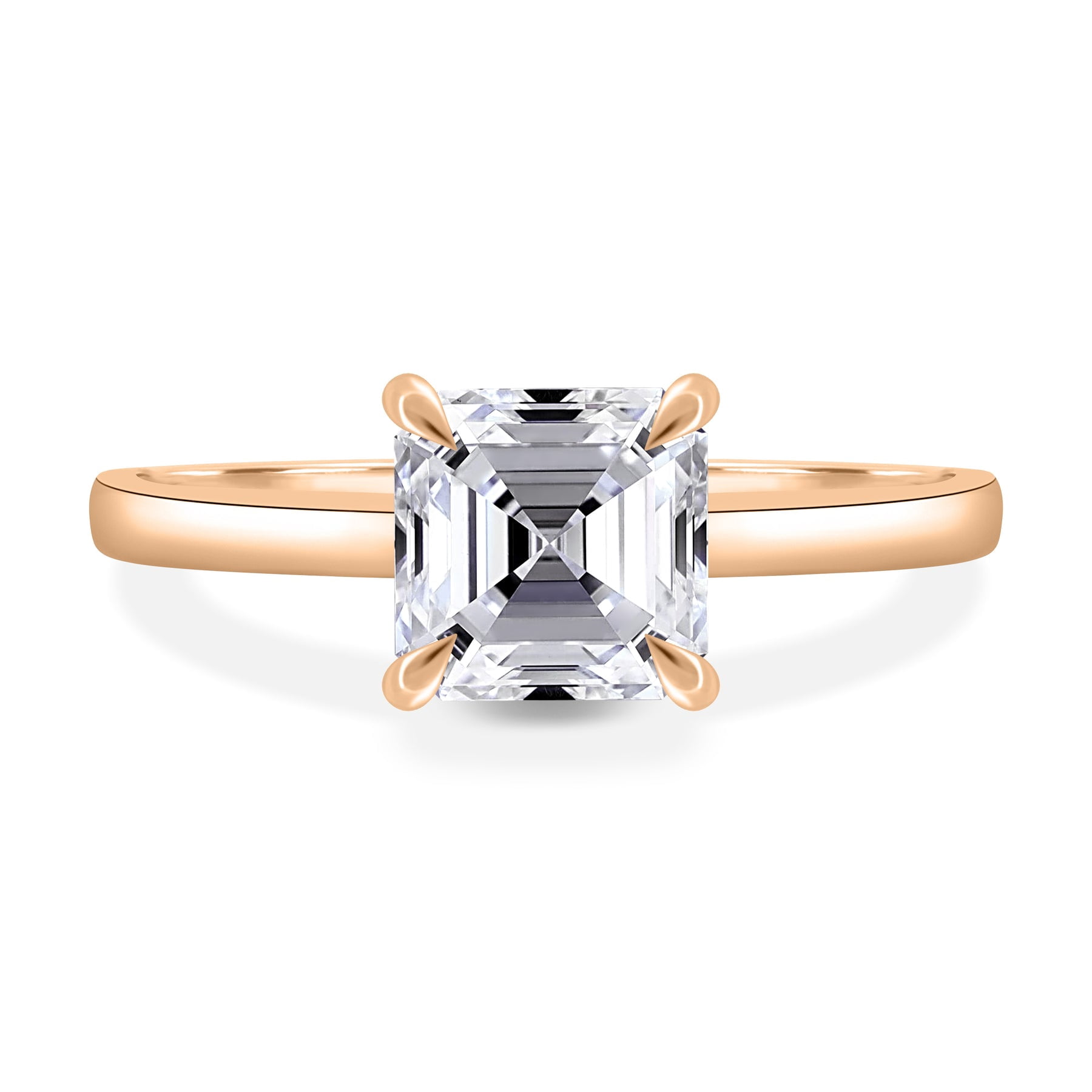 2.00 Ct Asscher Cut Lab-grown diamond Solitaire Engagement Ring, 4 Claw ...