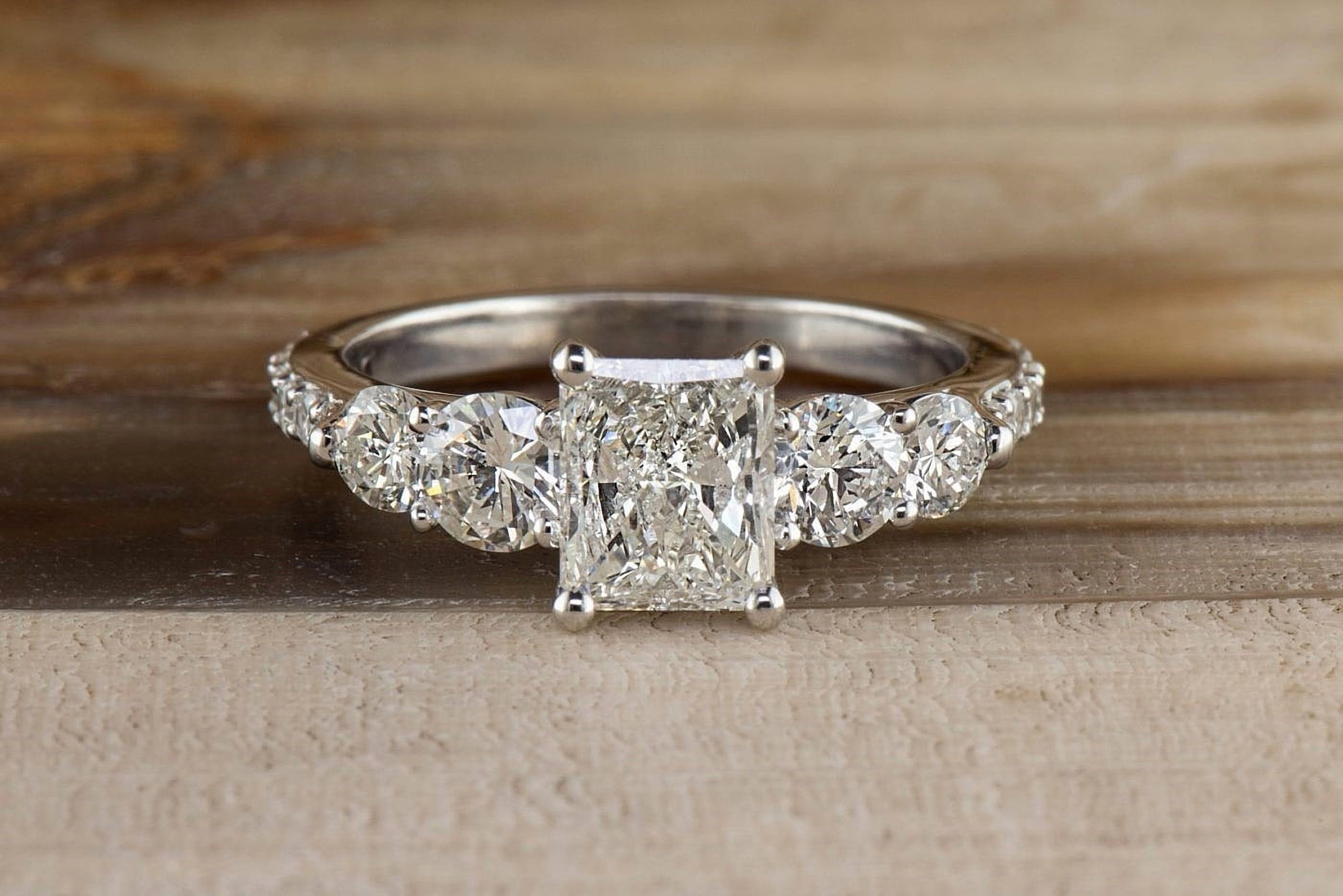 2.00 Ct Radiant Cut Simulated Diamond Engagement 14K White Gold Plated ...