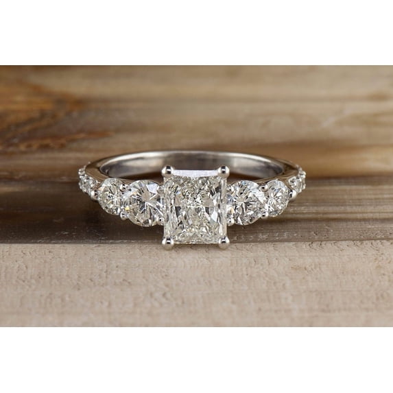 2.00 Ct Radiant Cut Simulated Diamond Engagement 14K White Gold Plated ...