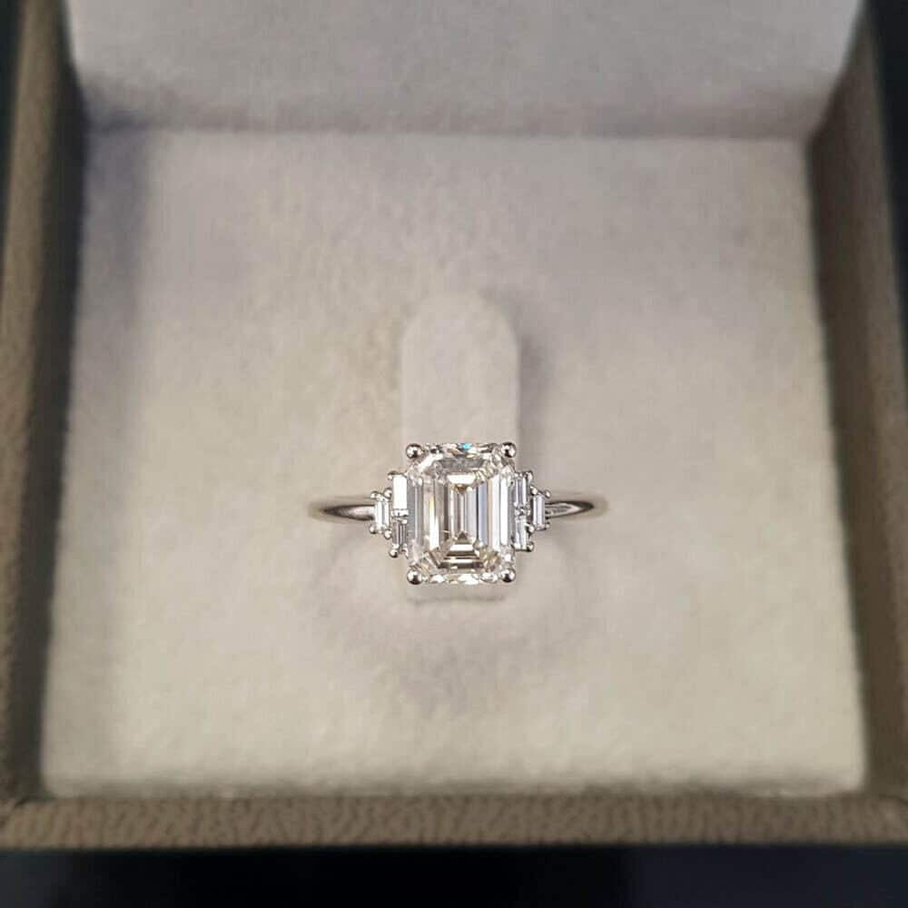 2.00 Cts Octagon Cut Moissanite Diamond Engagement Ring, 18K White Gold ...