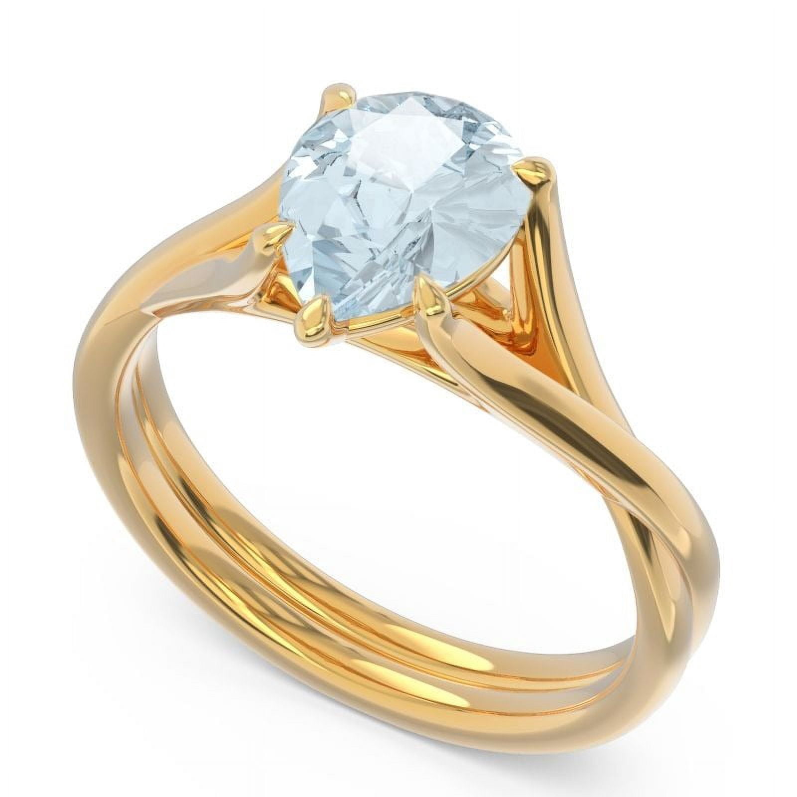 2.00 T.C.W Pear Cut Aquamarine Gemstone Beautiful Engagement Ring for ...