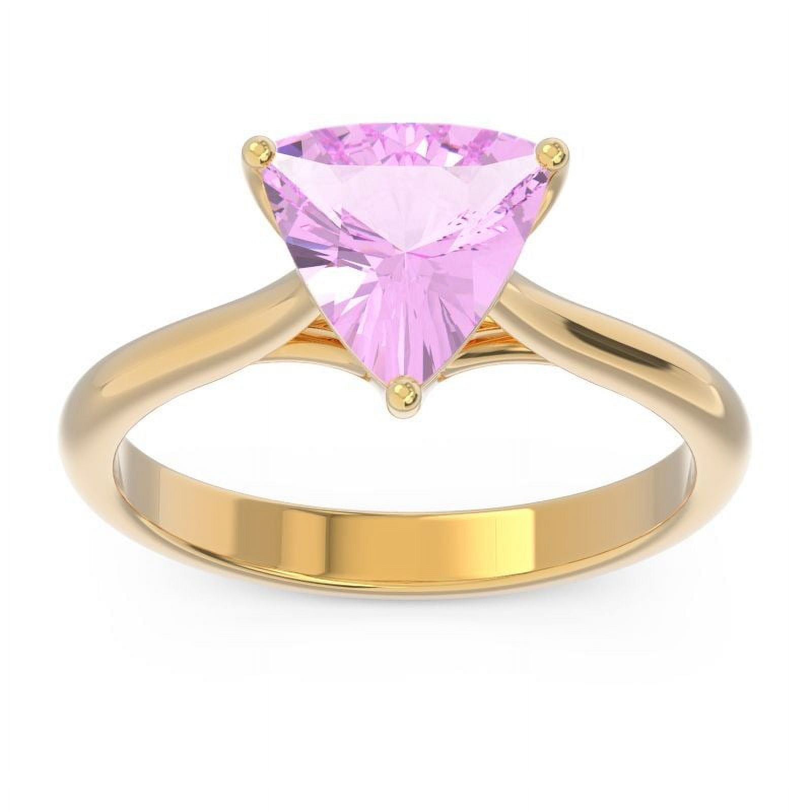 2.00 T.C.W Trillion Cut Pink Sapphire Gemstone Sparkle Solitaire ...