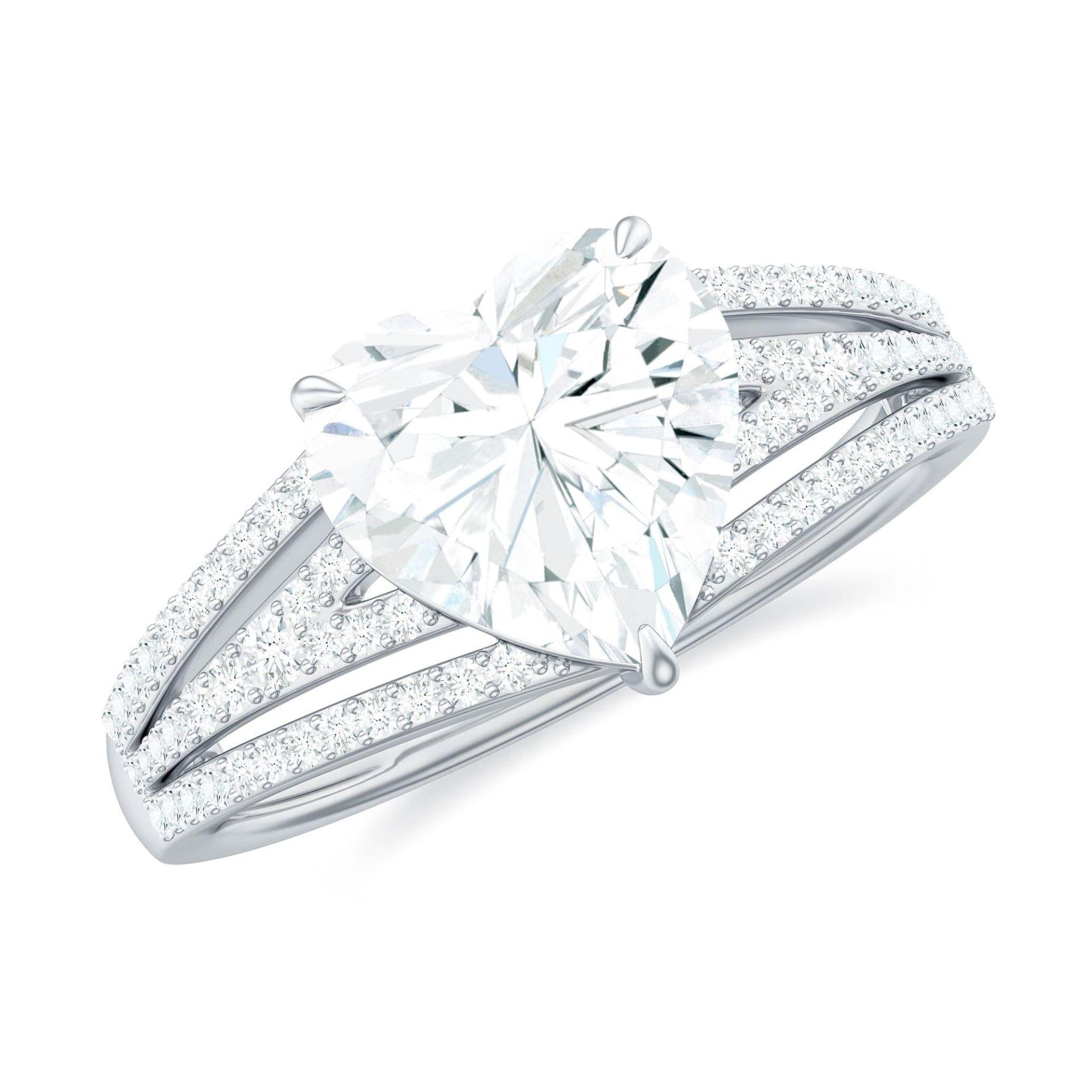 2.00 TCW Heart Cut Split Shank Engagement Ring 925 Sterling Silver ...